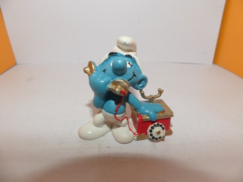 PEYO FIGURINE SCHTROUMPF AVEC TELEPHONE ROUGE 1980 ( V ) | eBay