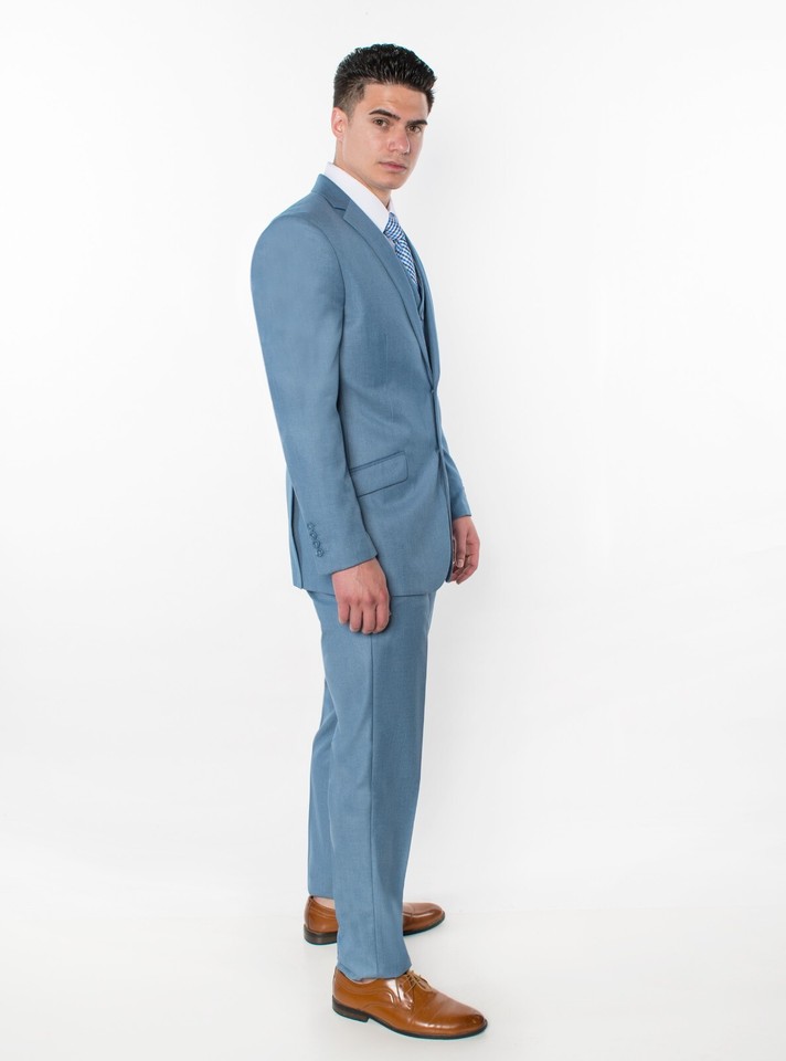 Men’s Suits Slim Fit - 3 Piece Suit Set Men Blazer Lt blue | eBay