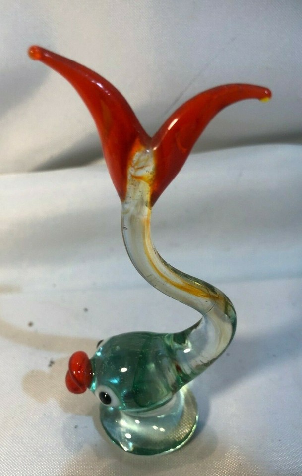 VINTAGE HAND BLOWN GLASS FISH - Red Lips & Tail - 9.5cm Tall | eBay UK
