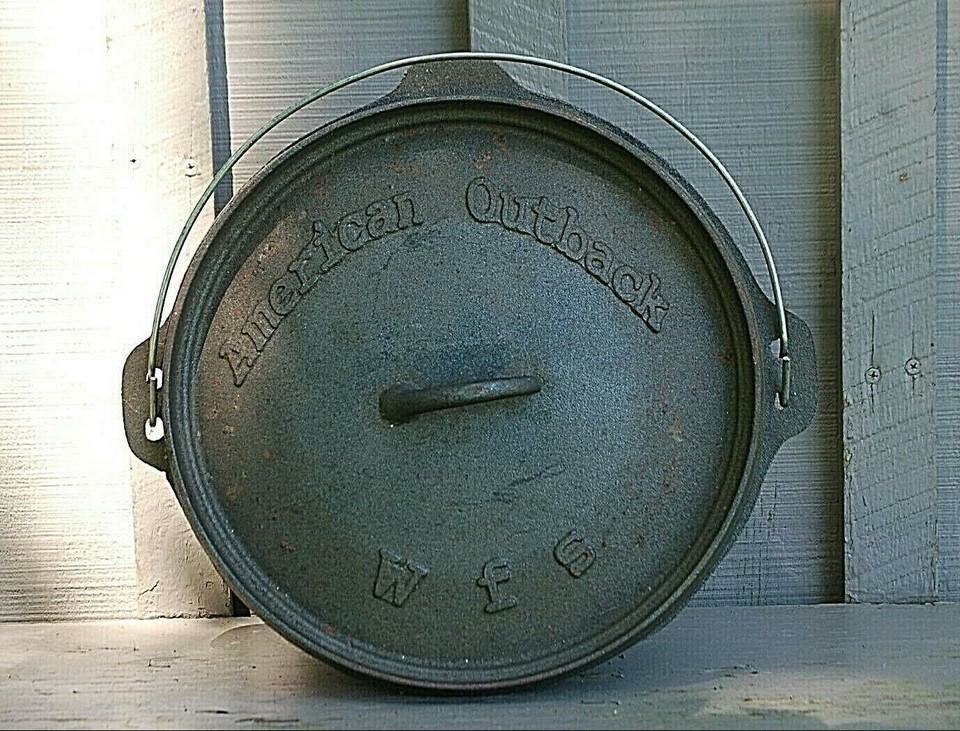 American Outback Cast Iron Camp Dutch Oven w Lid 3 Legs Camping ...