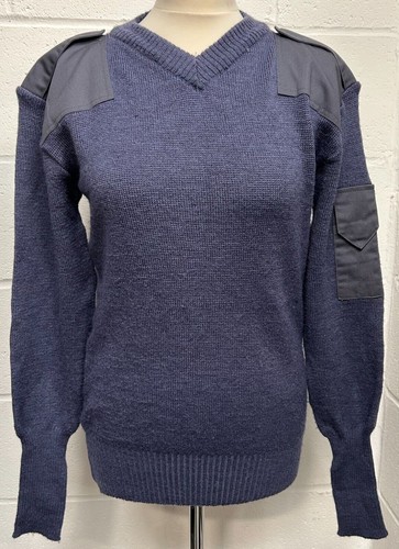 British Military RAF Royal Air Force Blue Grey V-Neck Wool Mix Jumper ...
