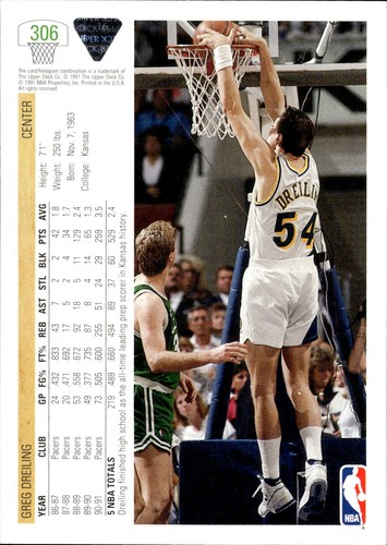 1991-92 Upper Deck #306b Greg Dreiling | eBay