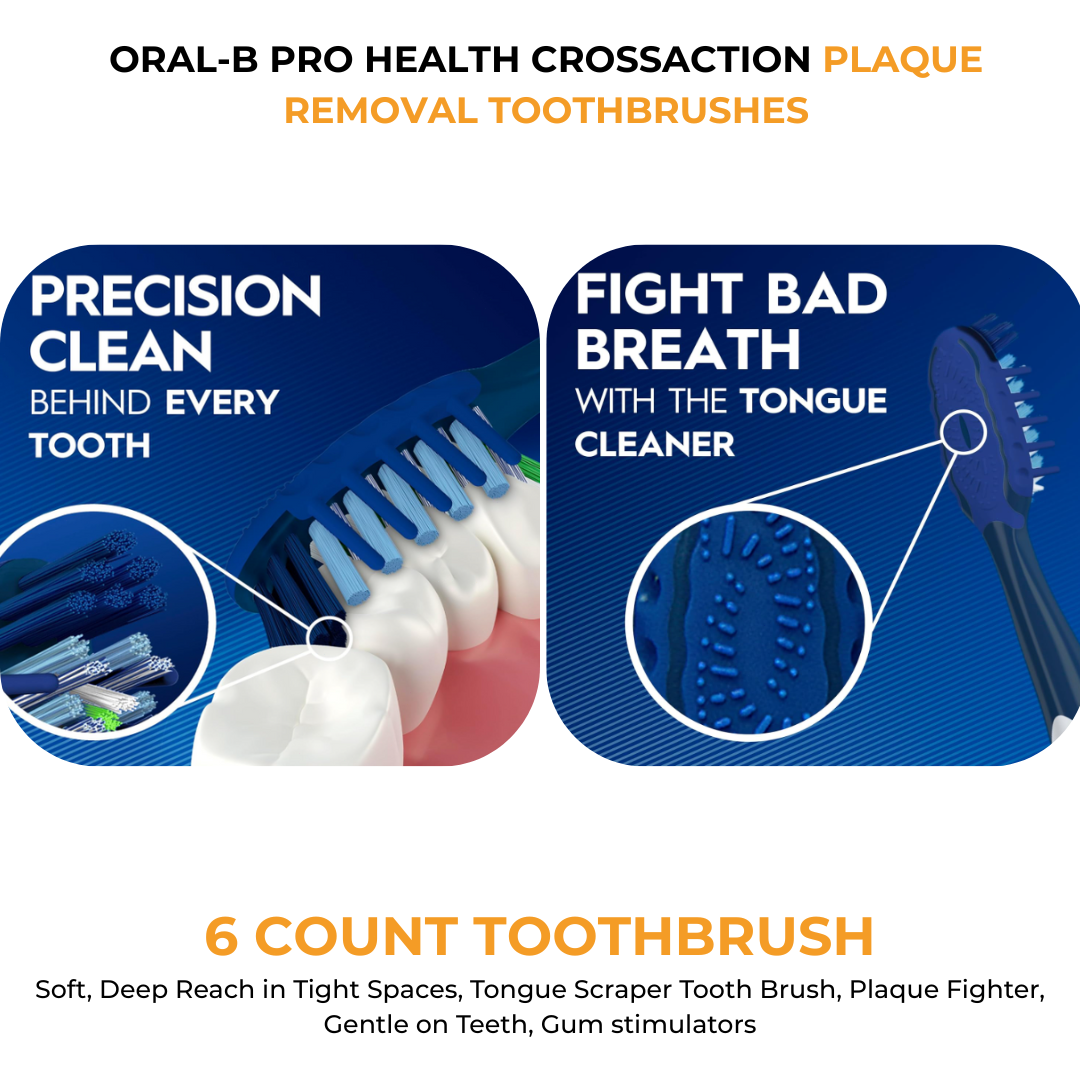Oral-B Pro Health CrossAction Soft Toothbrushes 6-Count Plaque Removal ...