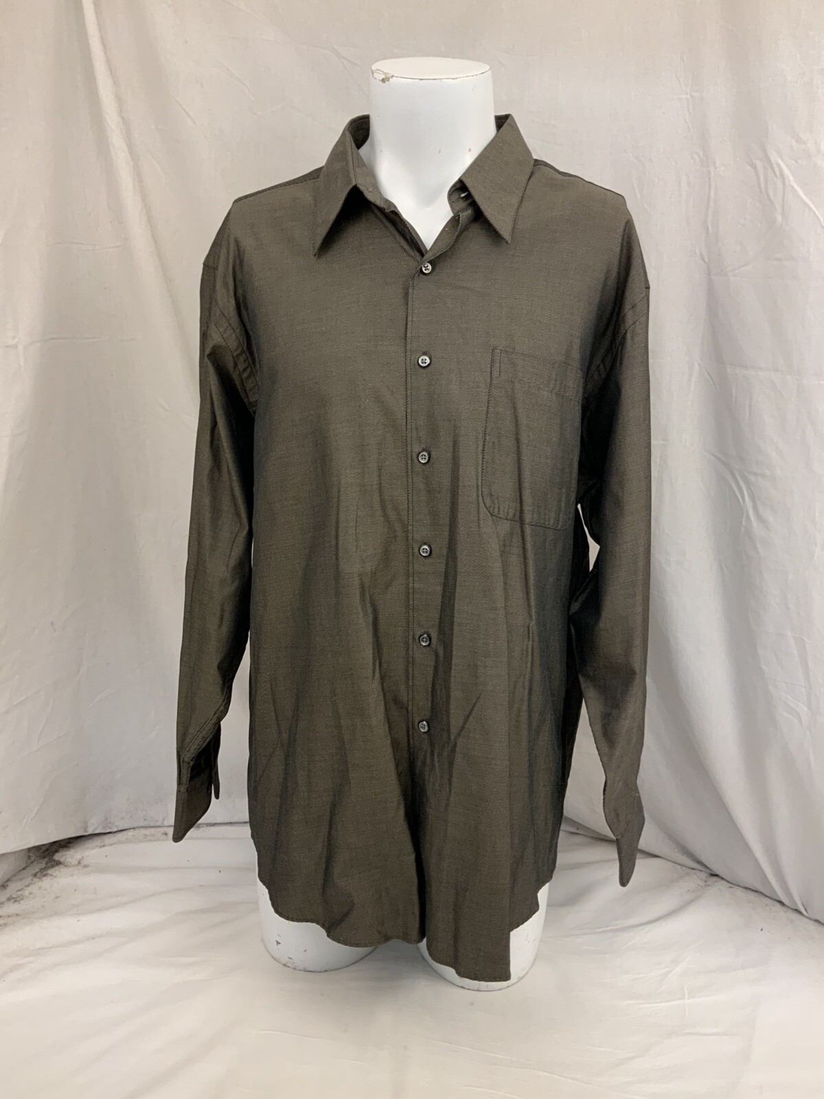 Mark Shale Dress Shirt 17 35 Gold Stripe 100% Cotton Hong Kong NWT $90 ...