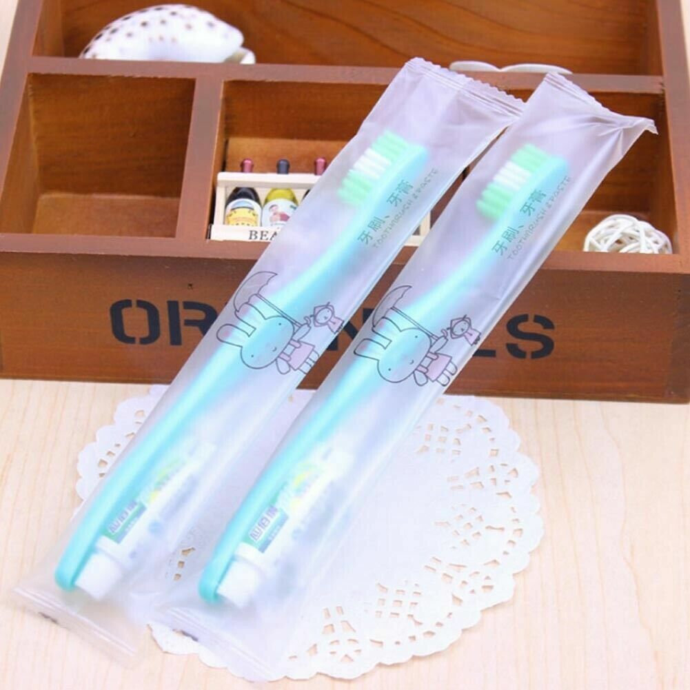 1x Dental Disposable Travel Toothbrush Toothpaste Individually Wrapped ...