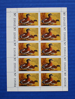 U.S. (WI03) 1980 Wisconsin State Duck Stamp (MNH) sheet of 10 | eBay
