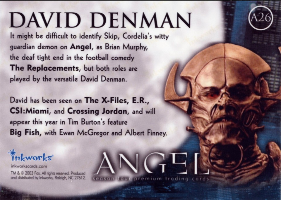 Angel Season 4 Autograph Card A26 David Denman | eBay
