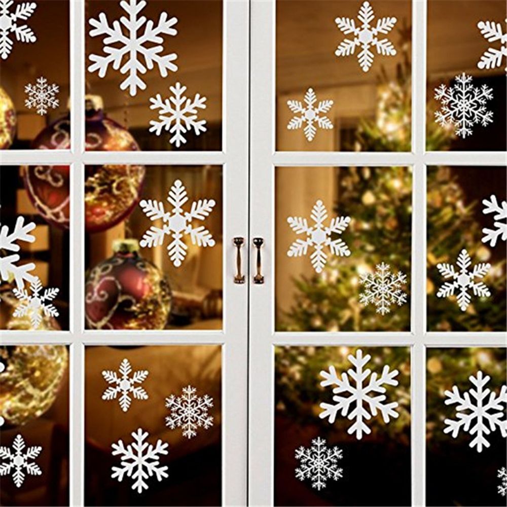 Vinyl Mural Gifts Shop Window Christmas Sticker Static Snow Decal ...