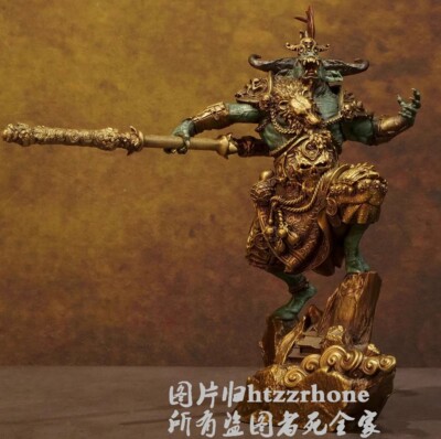 11" Brass Bull Demon King Statue Figure Sculpture Artwork Collection ...