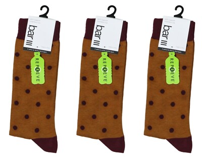 Bar III 3-Pair Pack Polka Dot Men's Socks One Size NWT Brown / Wine | eBay