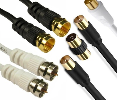 Coaxial Satellite Cable F Type Aerial Lead Male to Male TV LCD Media ...