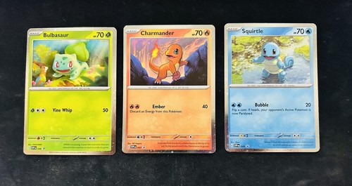 Pokemon 151 Promo Starter Cards Charmander, Squirtle, and Bulbasaur ...