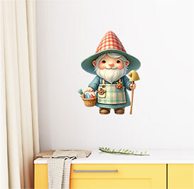 Housekeeping Gnome Gonk Kid Wall Art Bedroom Nursery Decor Vinyl ...