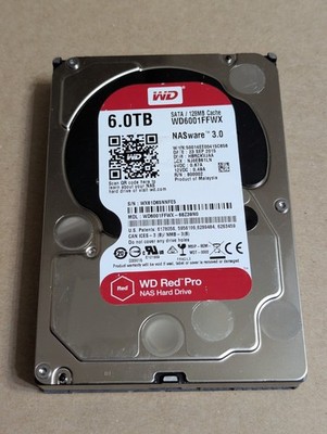 6TB WD Red Pro NAS Hard Drive 7200 RPM WD6001FFWX 3.5" SATA Western ...