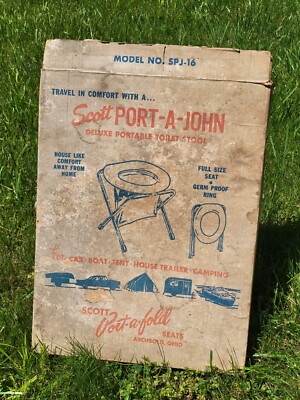 Vintage 1950s Camping Camper Scott Port-A-John Portable Toilet Archbold ...