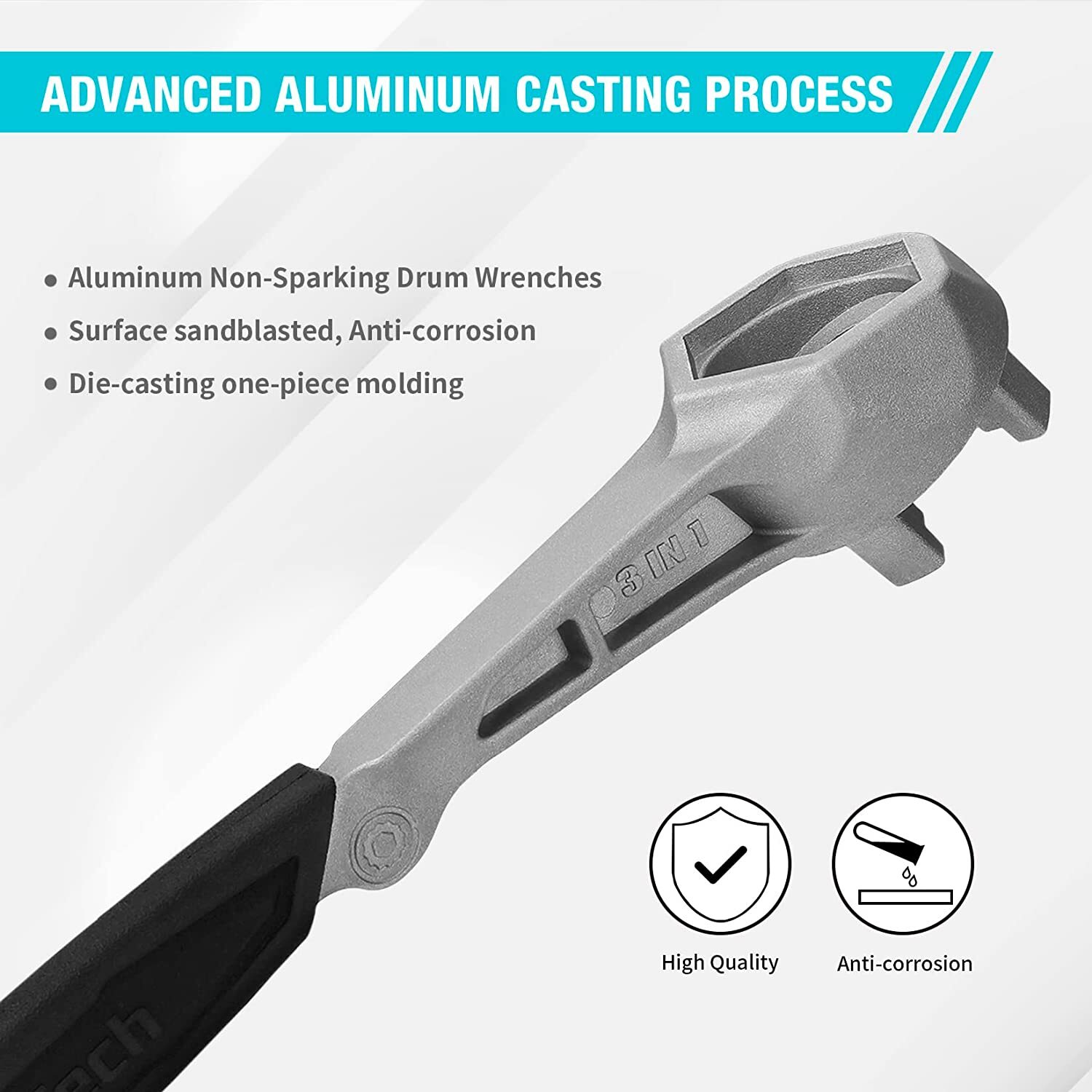 DURATECH Drum Wrench 3-in-1 Bung Wrench Barrel Opener Tool Fits 3/4" 2 ...