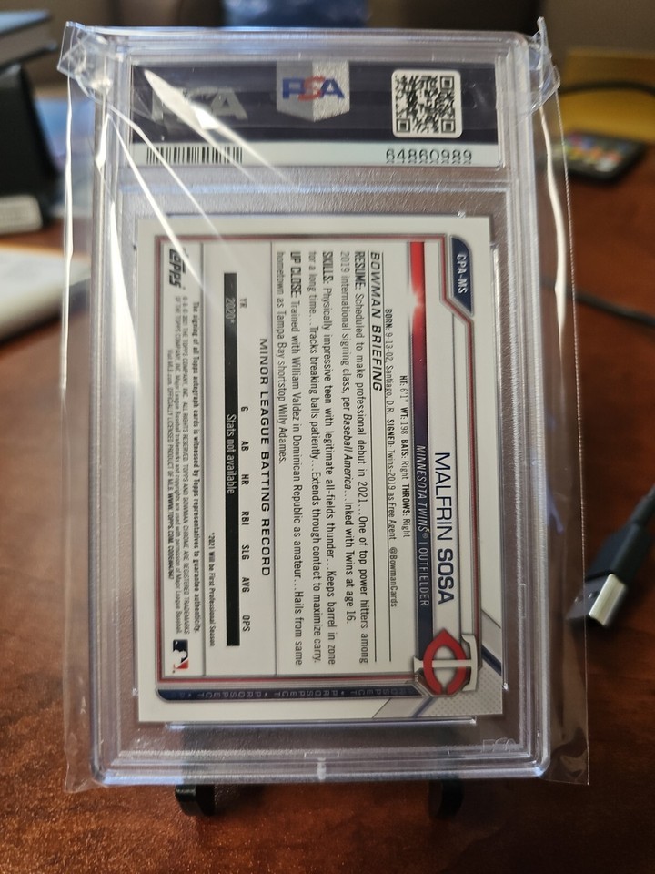 2021 Malfrin Sosa Bowman Chrome Blue Choice Refractor Auto 111/150 PSA ...