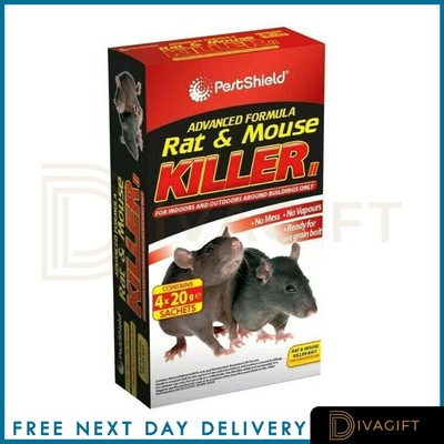 4 x Rodent Poison Block Bait Killer Strong Strength Rat & Mouse Control ...