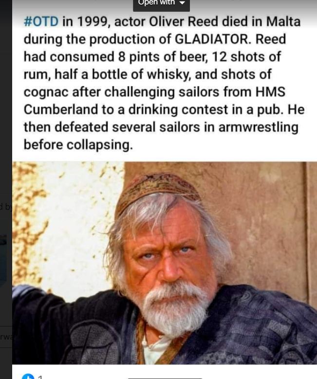 Oliver Reed Gladiator Oliver Reed Began His Acting Career In The