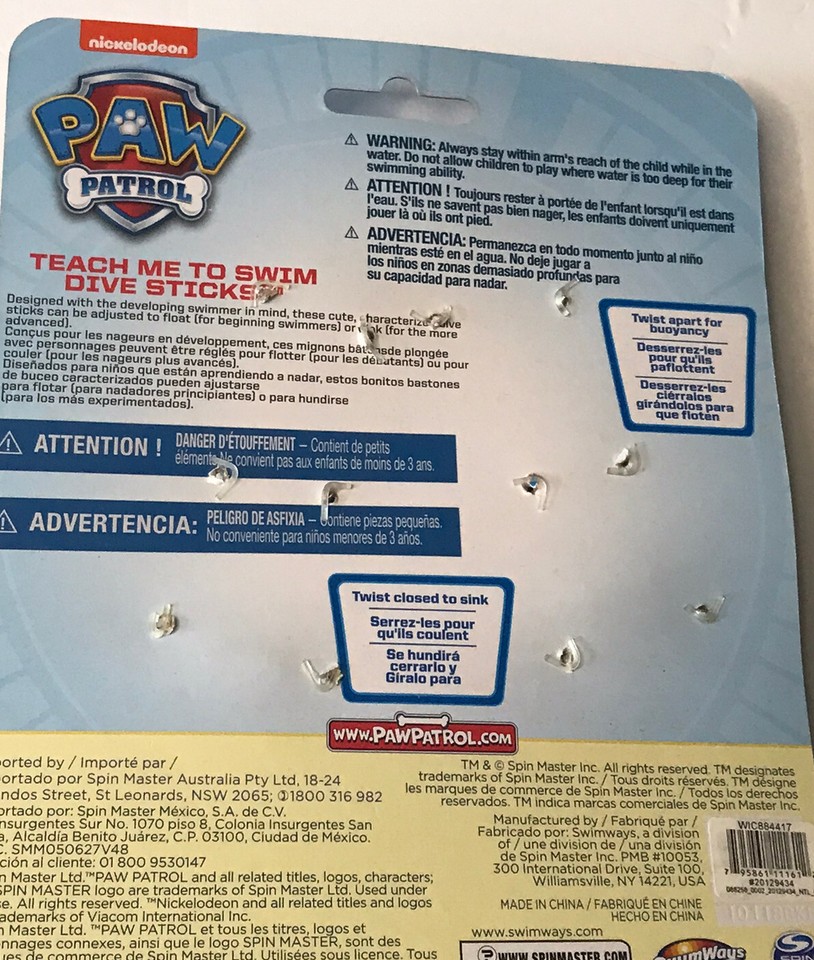 Nickelodeon Paw Patrol Learn-to-Swim Kids Pool Toy Dive Sticks (2 in a ...