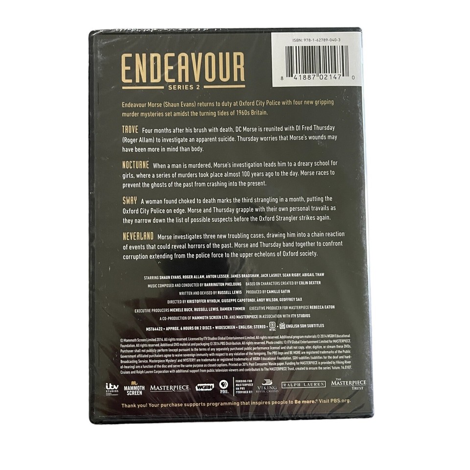 Endeavour: Series 2 (DVD, 2-Disc Set) PBS Masterpiece Theater Mystery ...