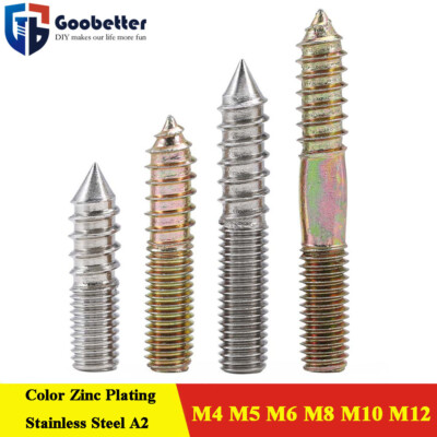 Wood To Metal Dowels Double Ended Threaded Furniture Screws M3 M4 M5 M6 ...