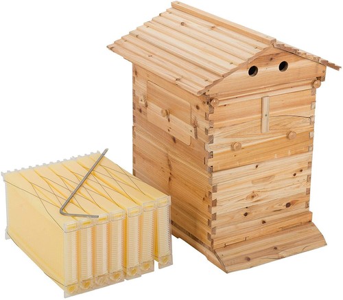 7 Plastic Auto Beehives Beekeeping Bee Hive Frames + Beehive Wooden ...