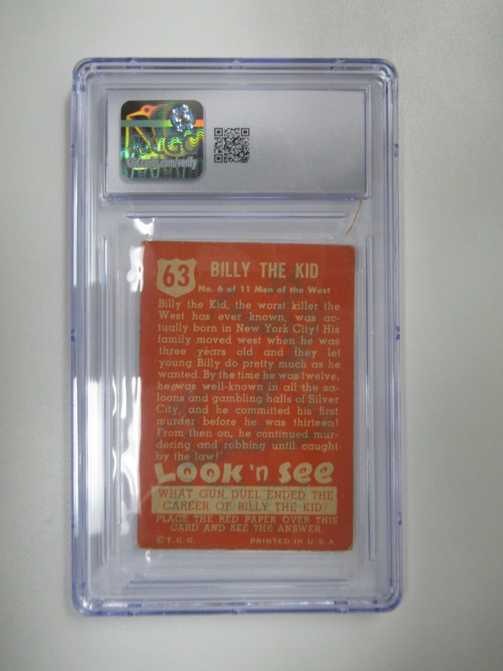1952 Topps Look 'N See Billy the Kid Outlaw #63 CGC 3.5 | eBay