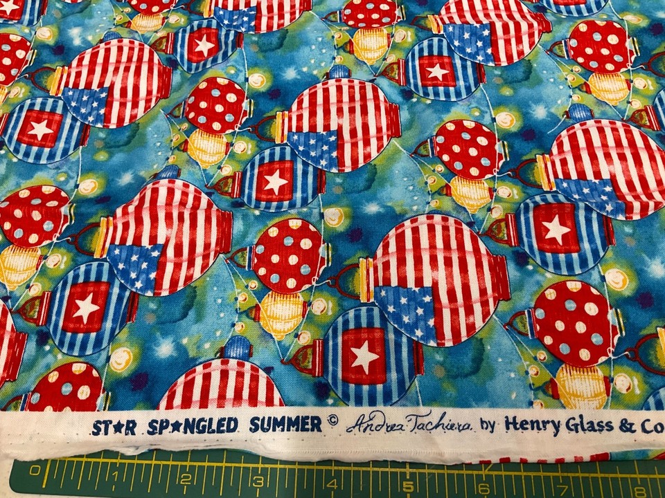 HENRY GLASS - STAR SPANGLED SUMMER #9032-77 - LANTERNS--3/4 YARD | eBay