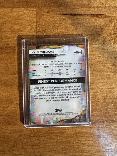 🔥 CALEB WILLIAMS 2024 TOPPS FINEST FOOTBALL ROOKIE CARD RARE VARIATION ...