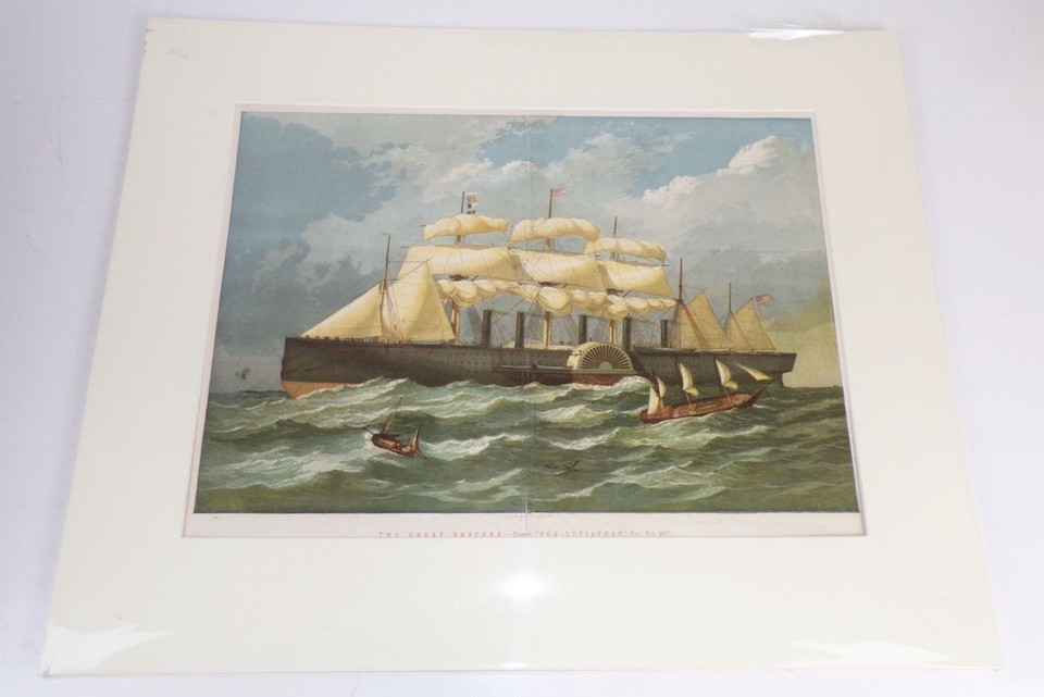 Chromolithography Ship Great Eastern 1857 The Leviathan Navy Maritime ...
