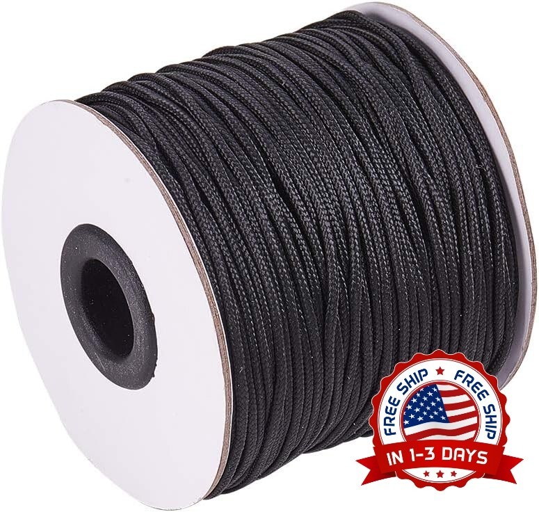 1.5mm 100 Yard Black Nylon Cord Wind Chime Cord Replacement Braided ...