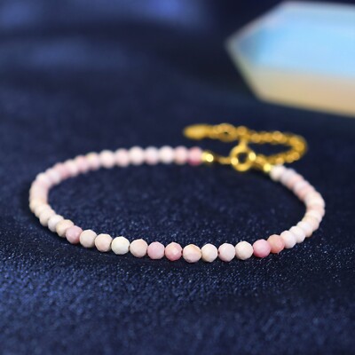 Pink Opal 3mm Tiny Faceted Beads Healing Empath Protection Dainty Women Bracelet | eBay
