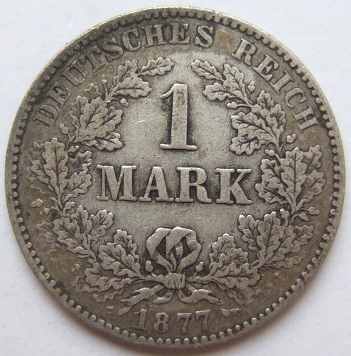 Coin German Reich Empire Silver 1 Mark 1877 B IN Almost Very fine | eBay