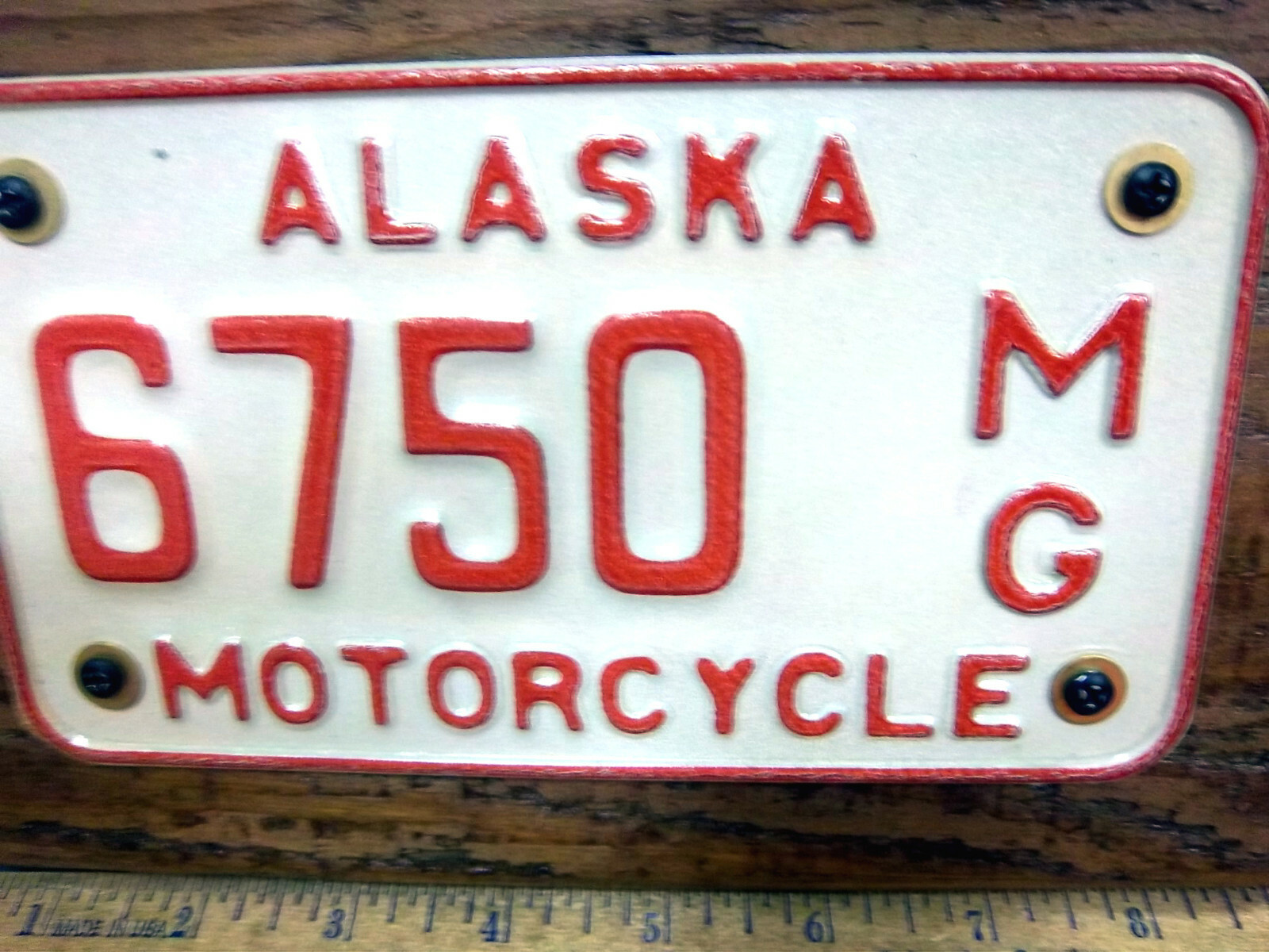Alaska Motorcycle License Plate 6750 Mounted on Wood plaque for hanging ...