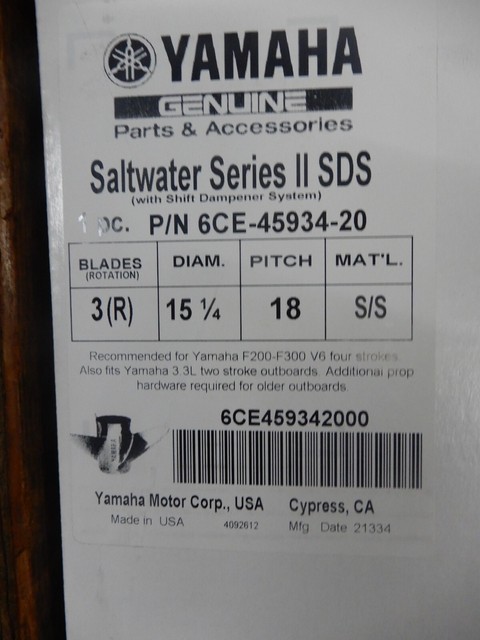 Yamaha Saltwater Series II SDS 15 1/4 X 18p Propeller for sale online ...