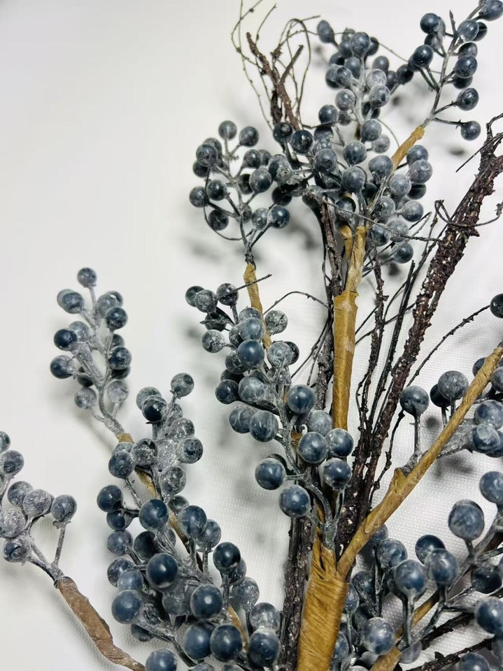 24” Artificial Blueberry Spray Stem Navy Faux Berry Rustic Farmhouse ...