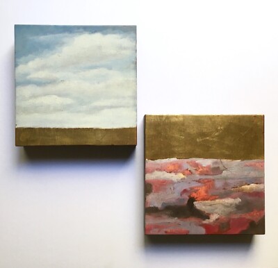 Pair Nancy Ruby Abstract Paintings Sky & Land 2005, Contemporary ...