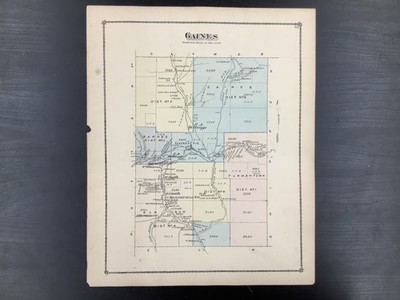 C. 1875 Hand-Colored Atlas Map Of Gaines Twp., Tioga County, PA 15.5 x ...