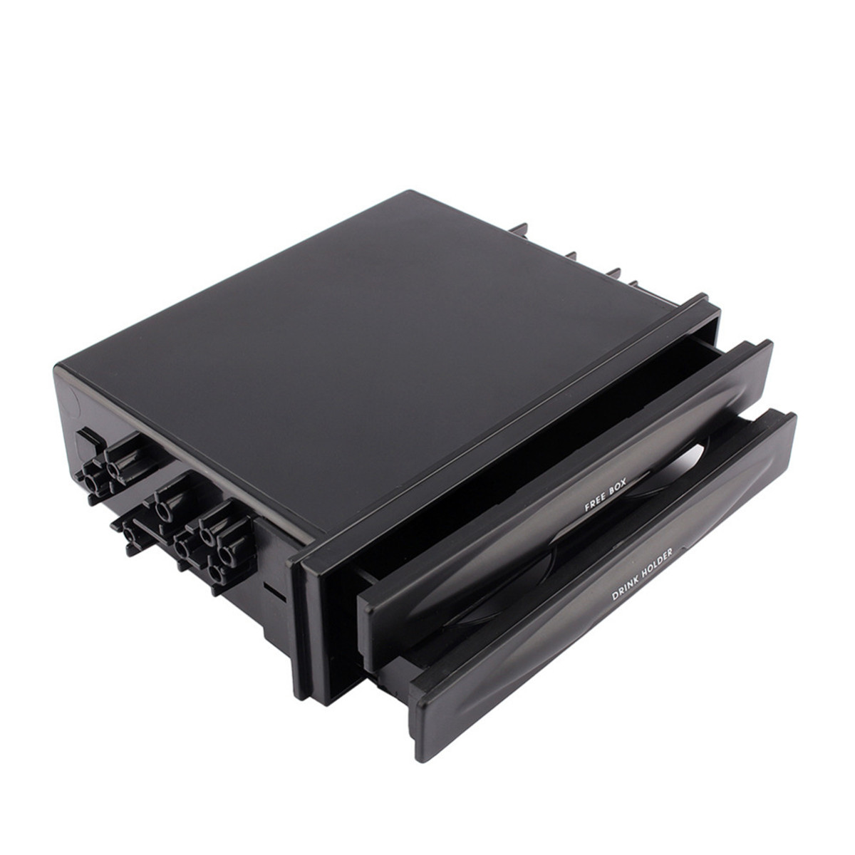 Black Double Din Dash Radio Installation Pocket Cup Holder Storage Box ...