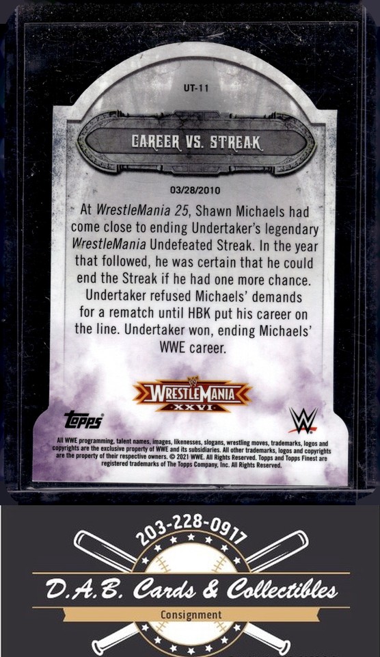 2021 Topps Finest WWE Career vs. Streak UNDERTAKER Tombstone Tribute ...