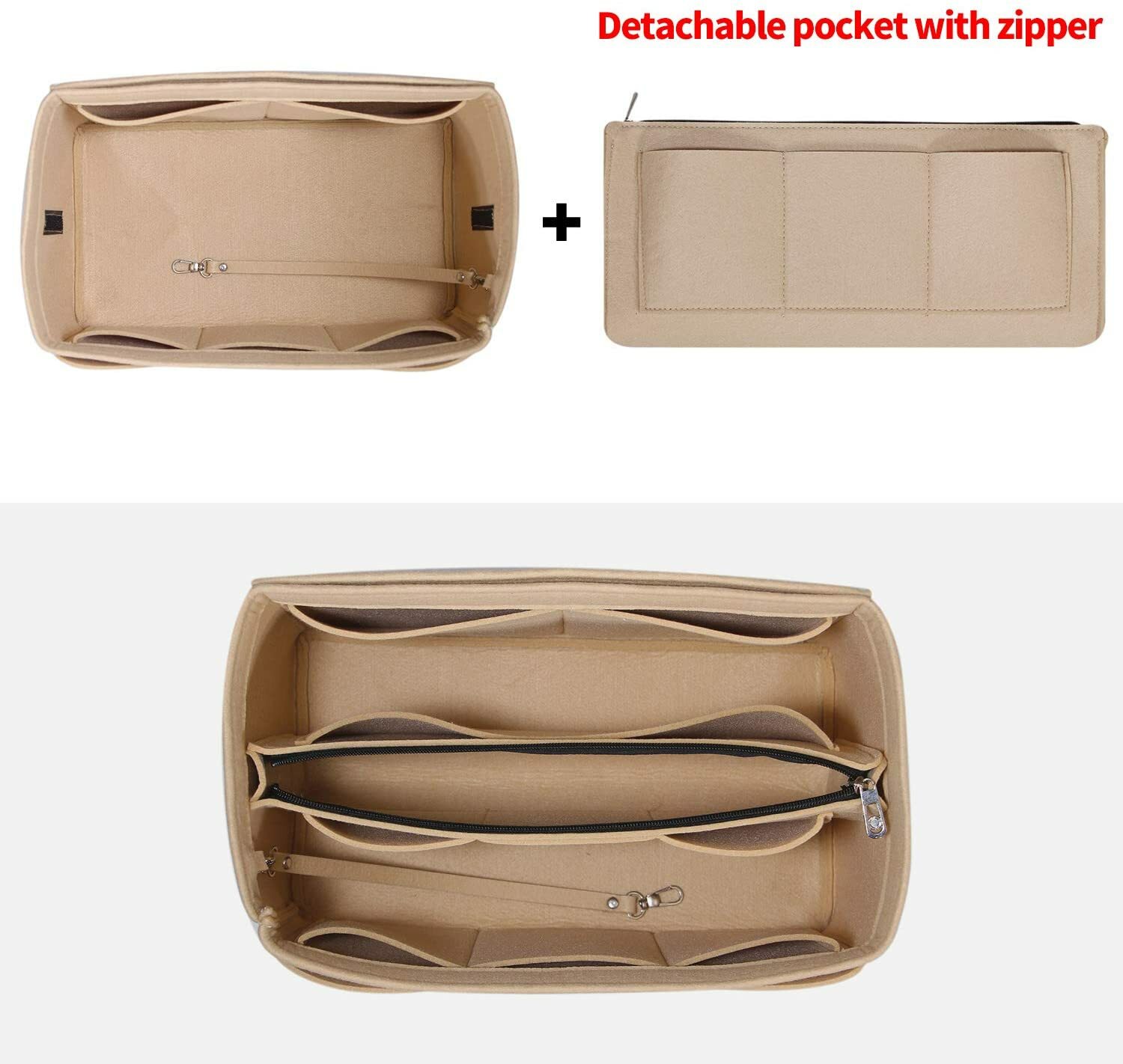 Backpack Travel Suit Case Tote Bag Felt Handbag Insert Zipper Organizer ...