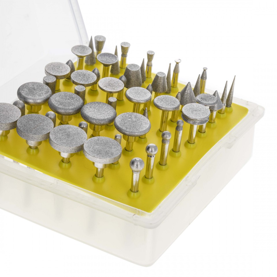50pc Diamond Burr Bit Set for Rotary Tool (Multiple Grit Sizes) | eBay