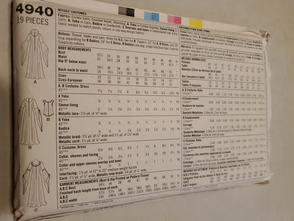 Sewing Pattern Simplicity 4940 Sz 10-18 Dress Medieval Gown Uncut FF ...