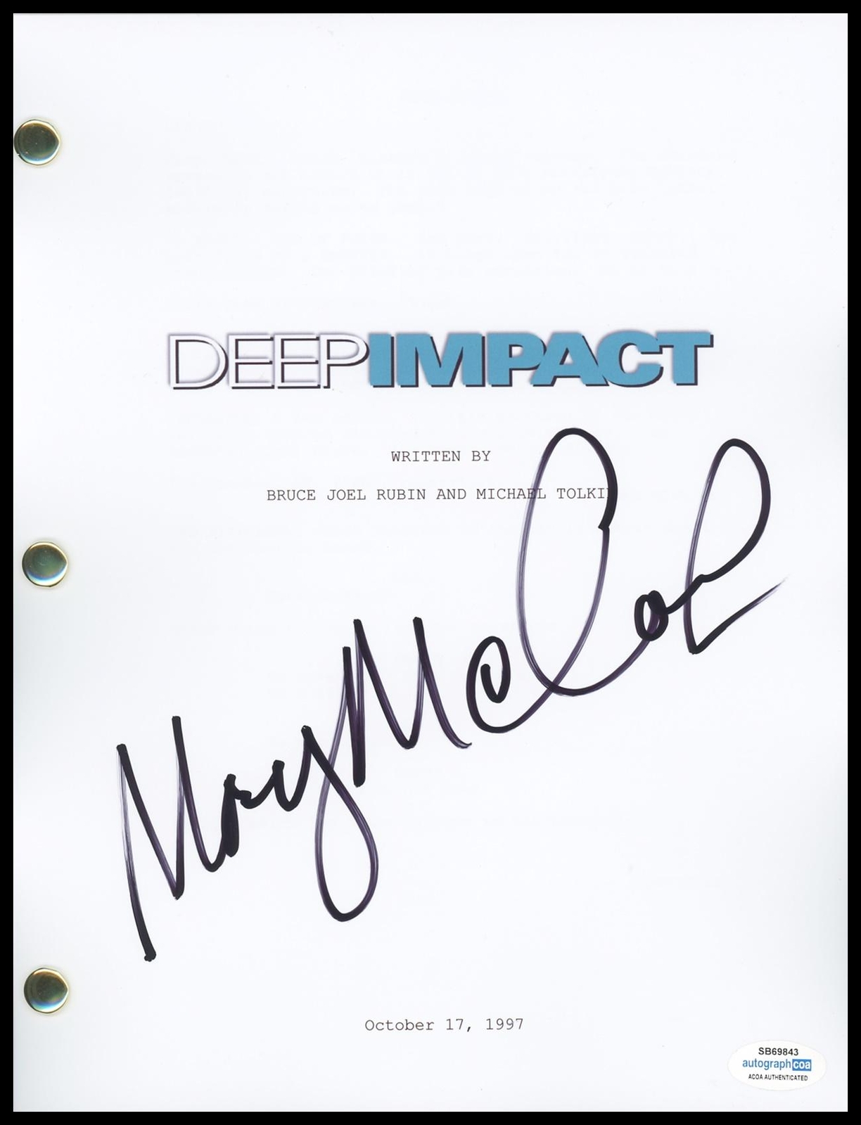 Mary McCormack "Deep Impact" AUTOGRAPH Signed Complete Script ...