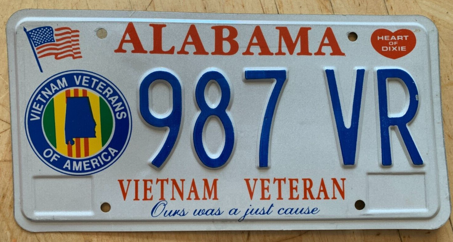 ALABAMA VIETNAM VETERAN LICENSE PLATE " 987 VR " AL NAM VET ARMY USAF ...