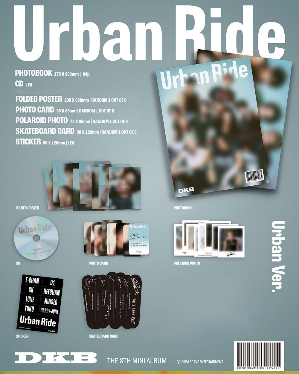 [1P] DKB - 8th Mini Album [Urban Ride] Photo Card CD K-pop Disc Boy ...