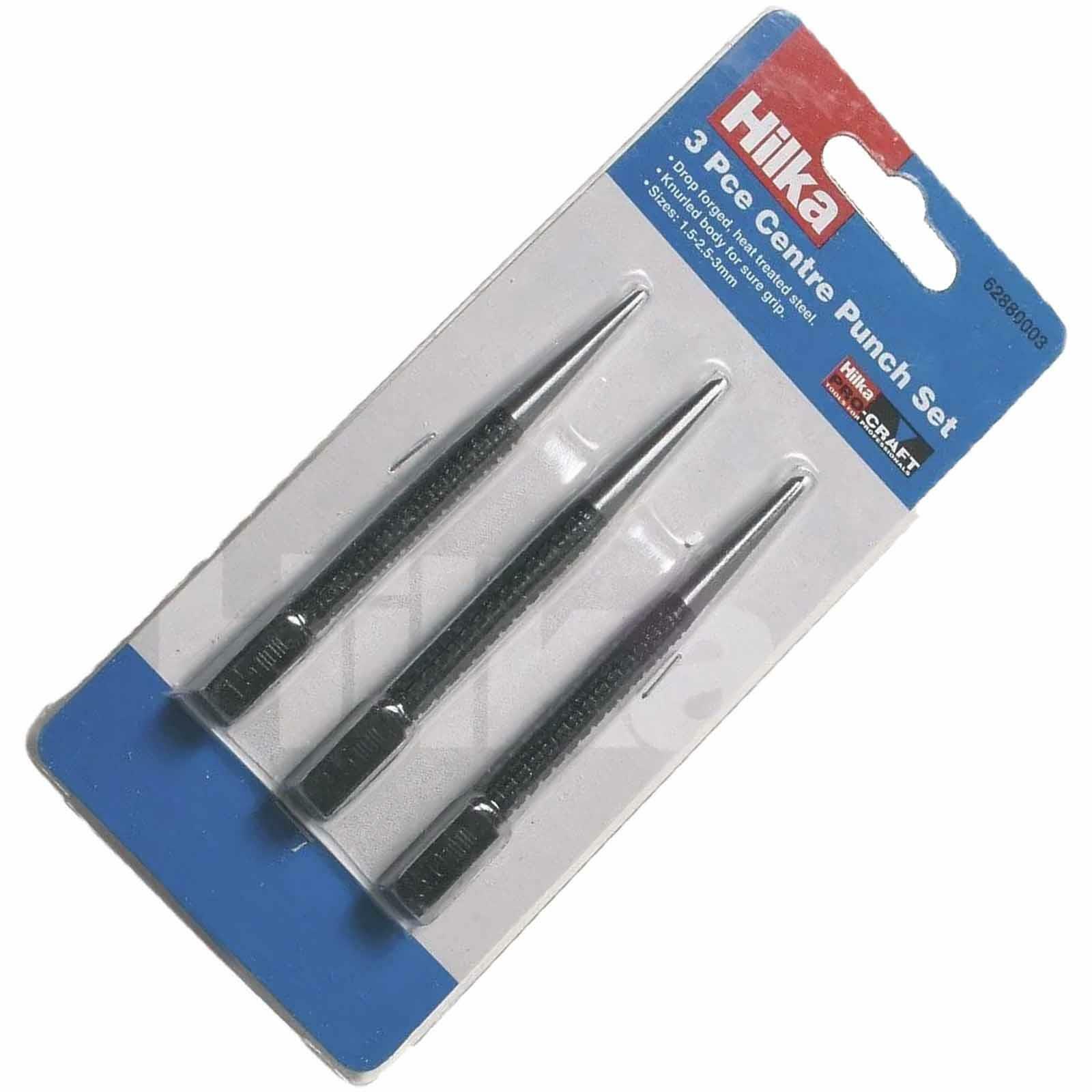 3Pc Centre Punch Set Drilling Scribe Mark Dot Point Marking Metal Wood ...