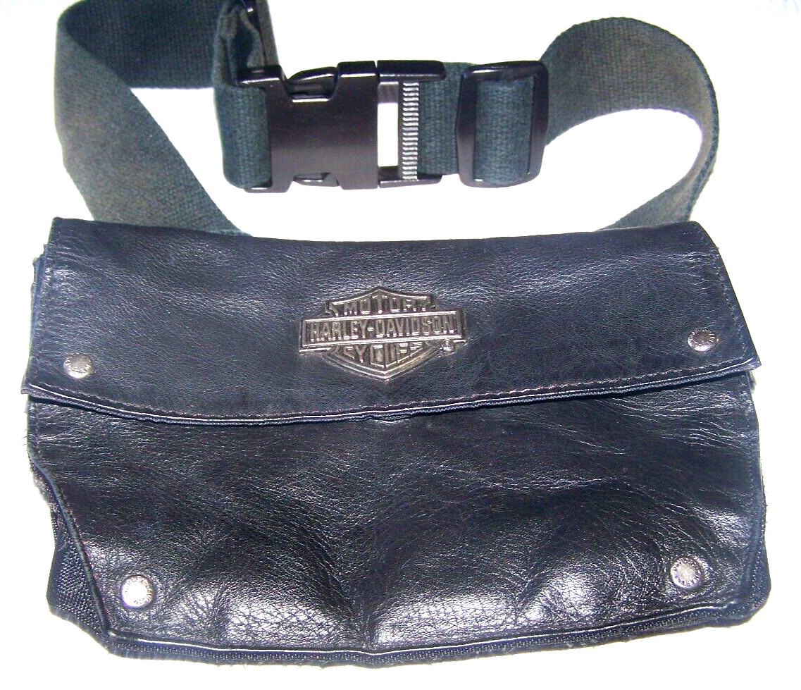 Harley Davidson Fanny Pack Purse Black Leather Bar & … - Gem