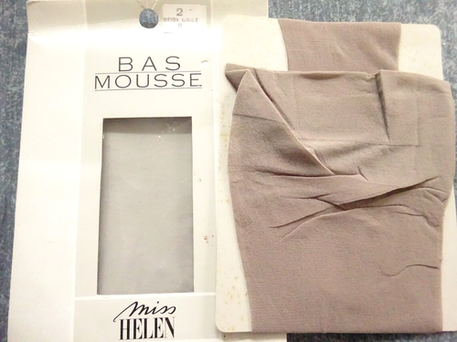 Miss Helen Grey Expanded Nylon Stockings Size 2 FR40/42 UK9 USA.D38/40 ...
